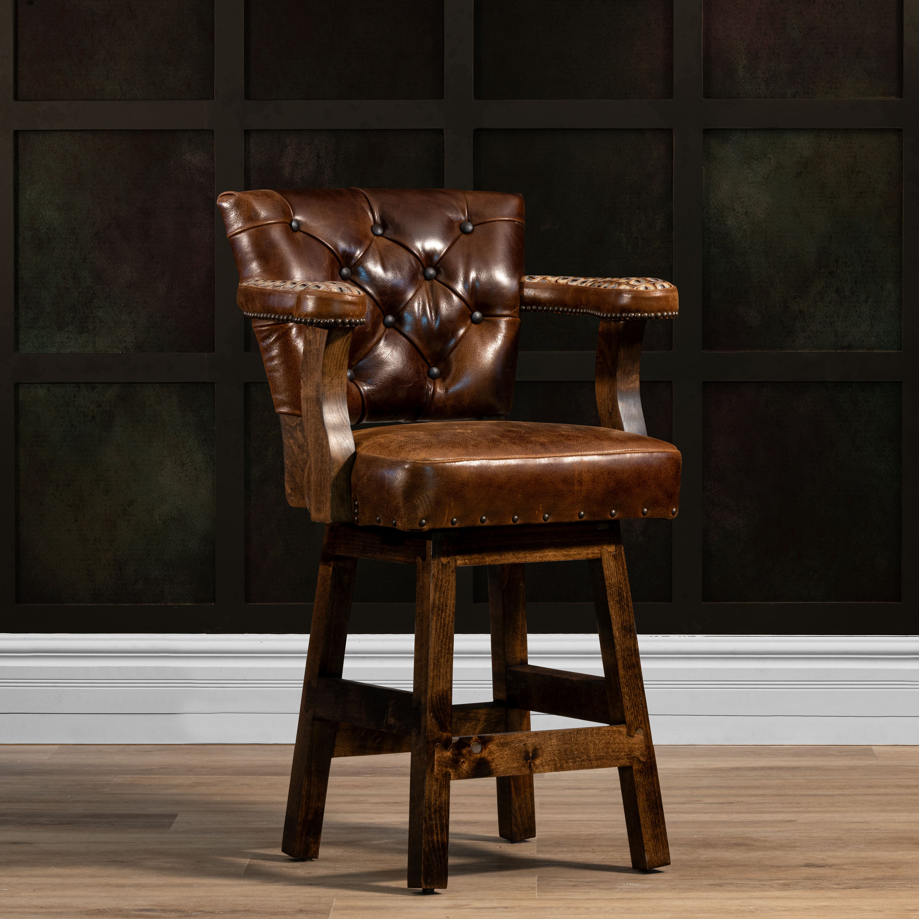 Buck RJ Chisum Tufted Leather Barstool – Texas Leather Western Collection