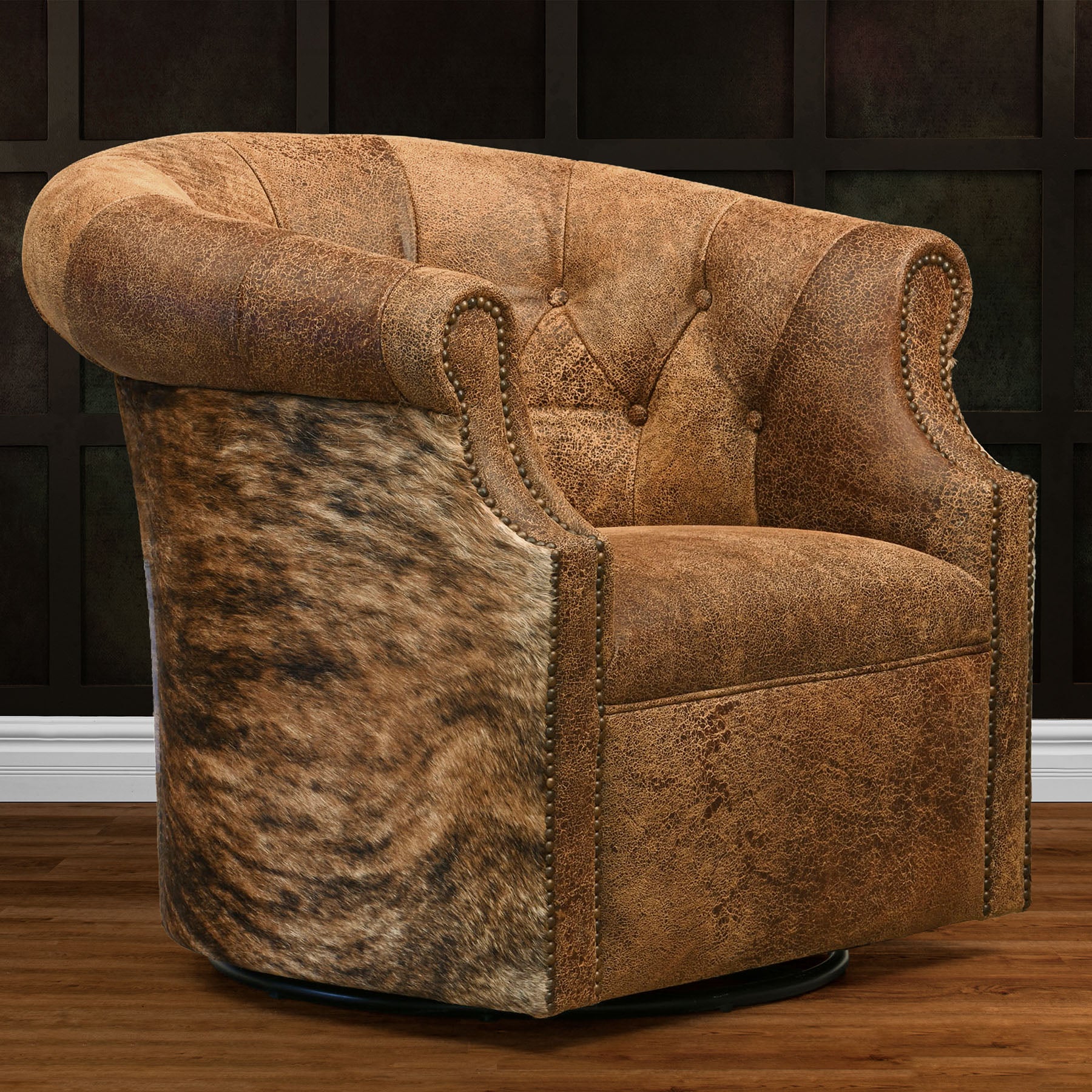 Cowley Tufted Swivel Chair – Texas Leather Western Collection