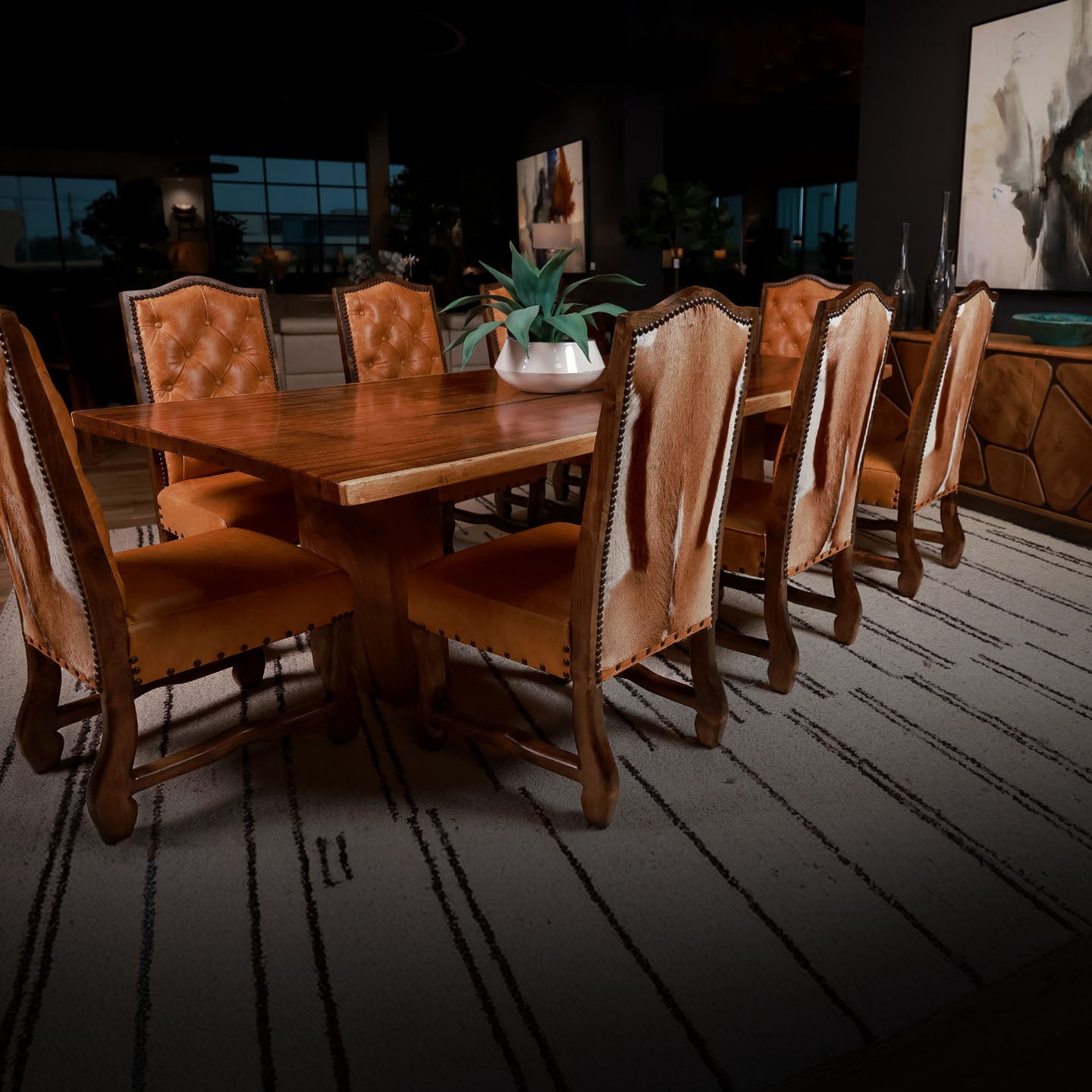 Custom Live Edge Dining Table – Texas Leather Western Collection
