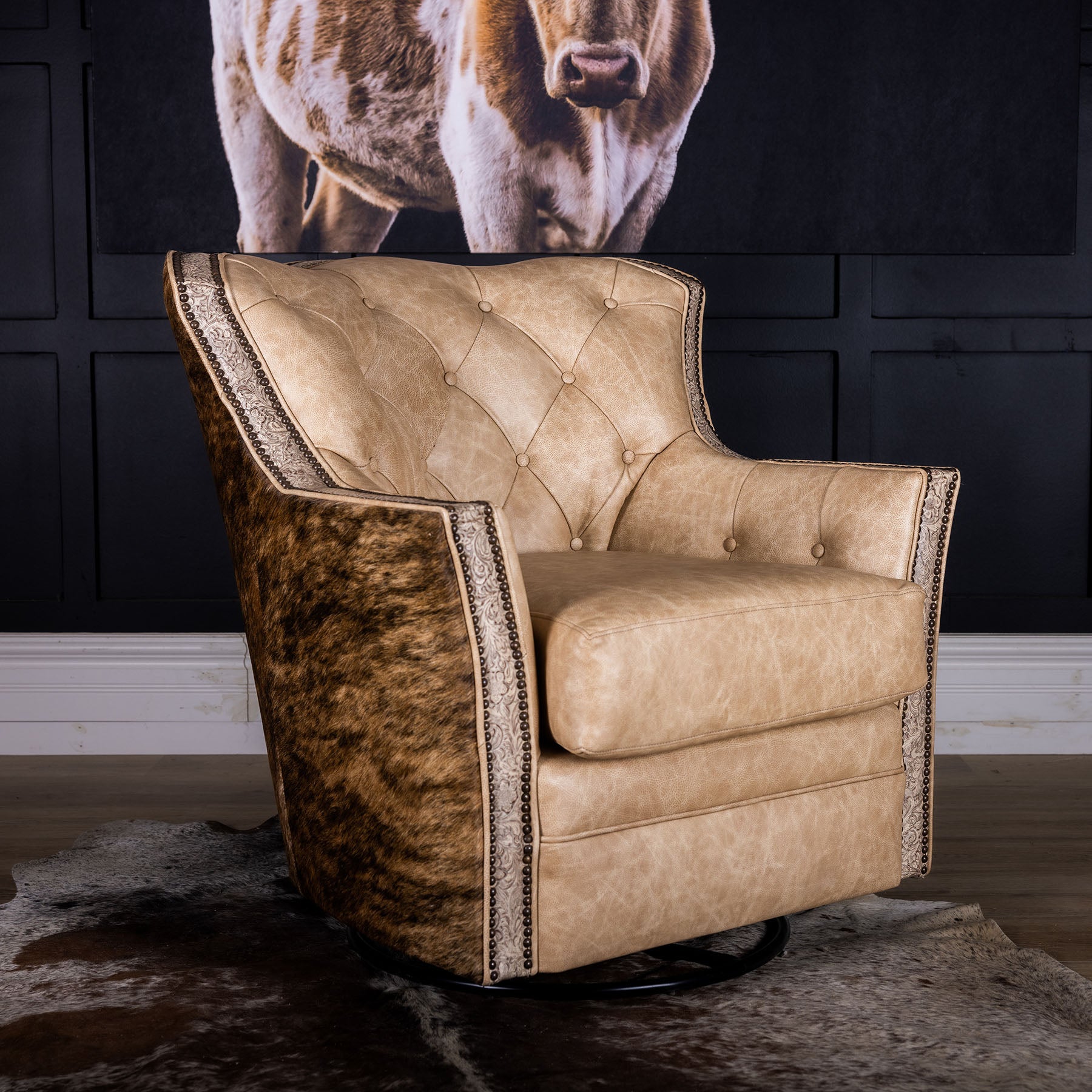 Tufted Jace Swivel Chair – Texas Leather Western Collection