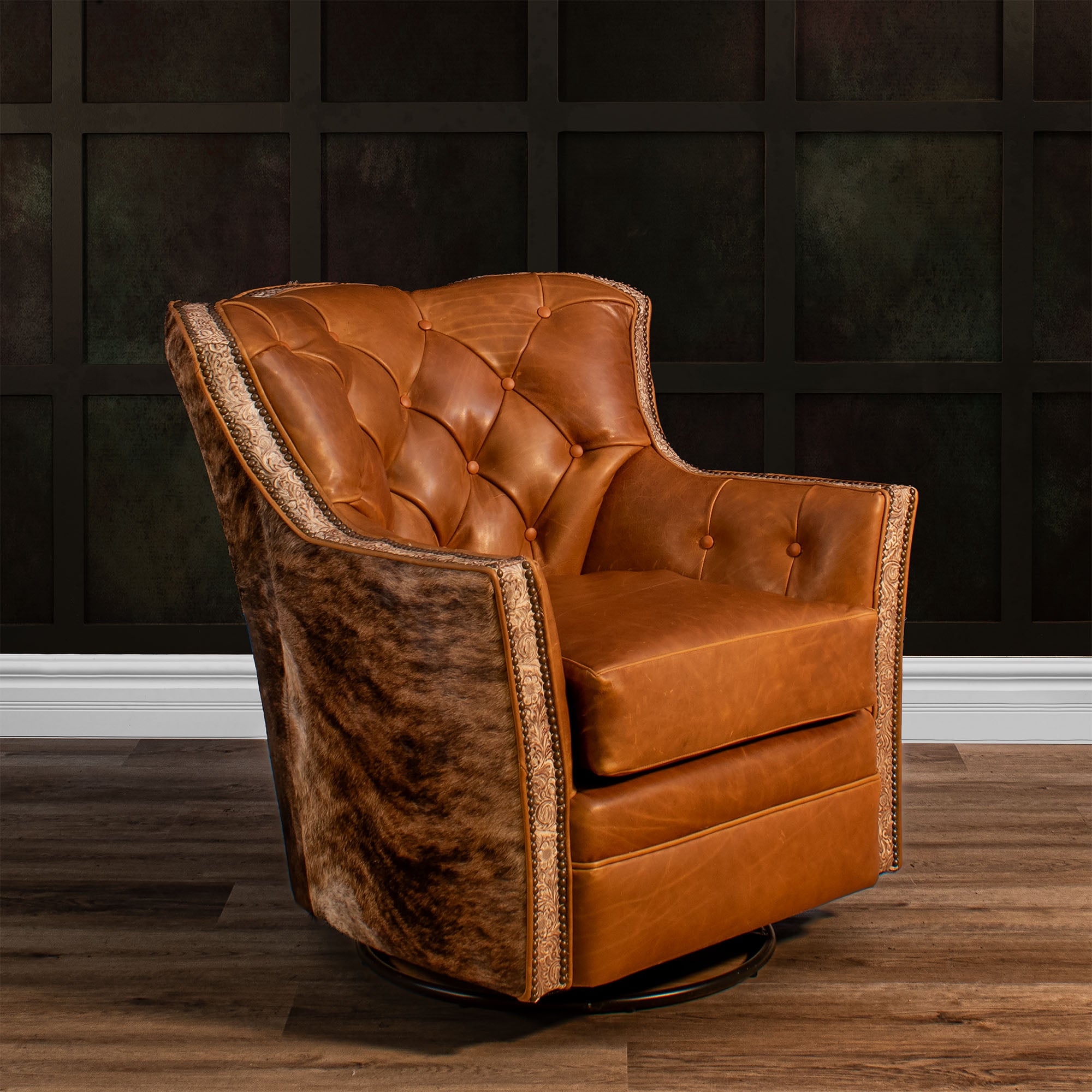 Tufted Brent Swivel Chair – Texas Leather Western Collection